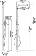 Vola FS1 Free Standing Bath Mixer w Hand Shower - Panik Design
