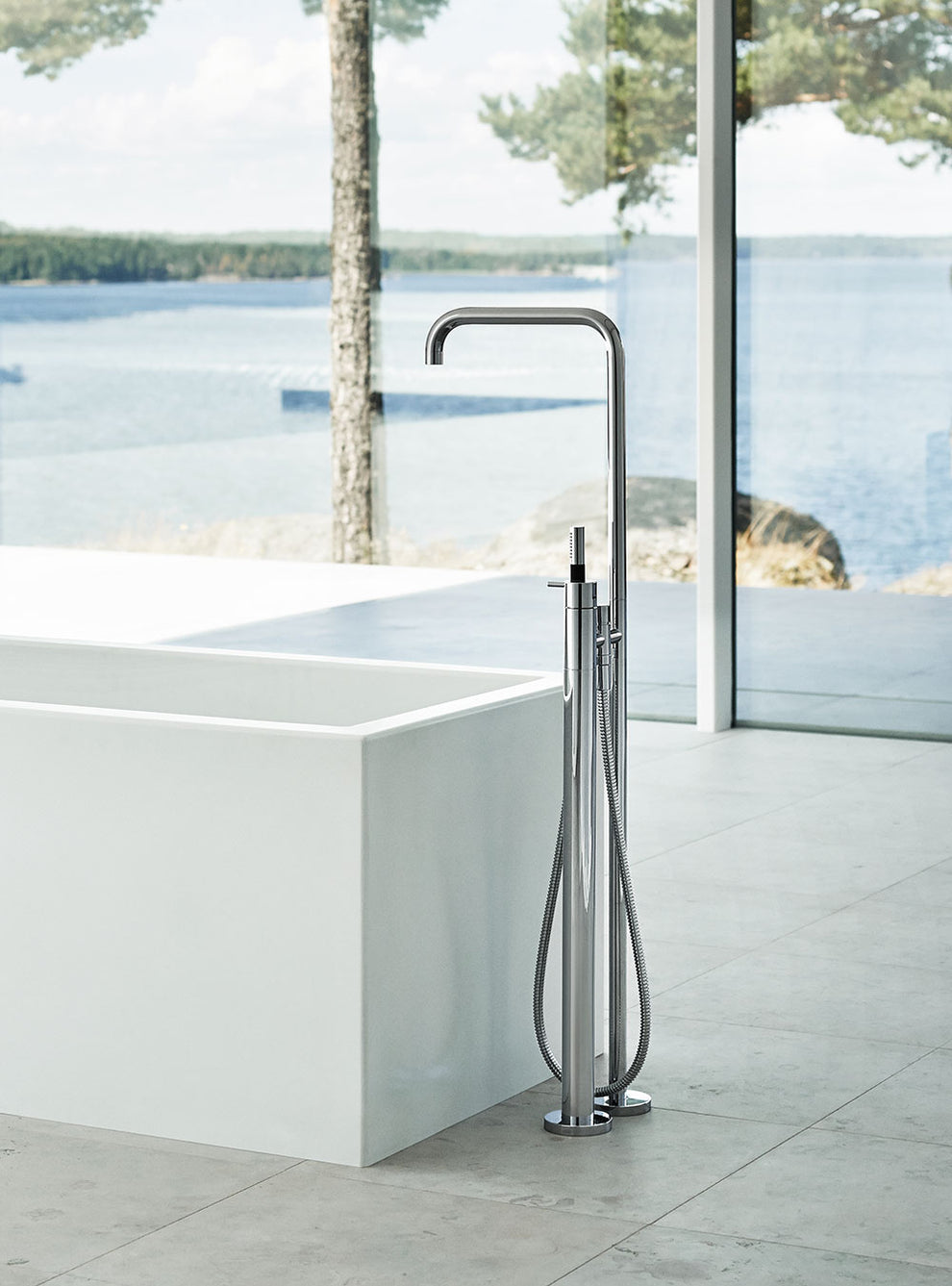 Vola FS1 Free Standing Bath Mixer w Hand Shower - Panik Design